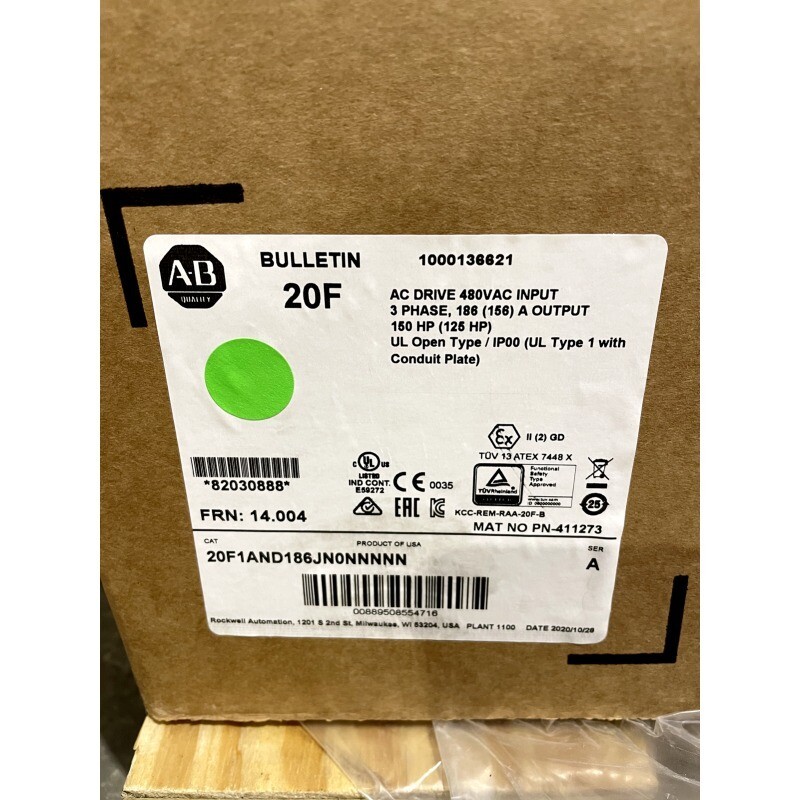 NEW AB 20F1AND186JN0NNNNN /A PowerFlex 753 AC Drive 150HP 186A US Stock ...