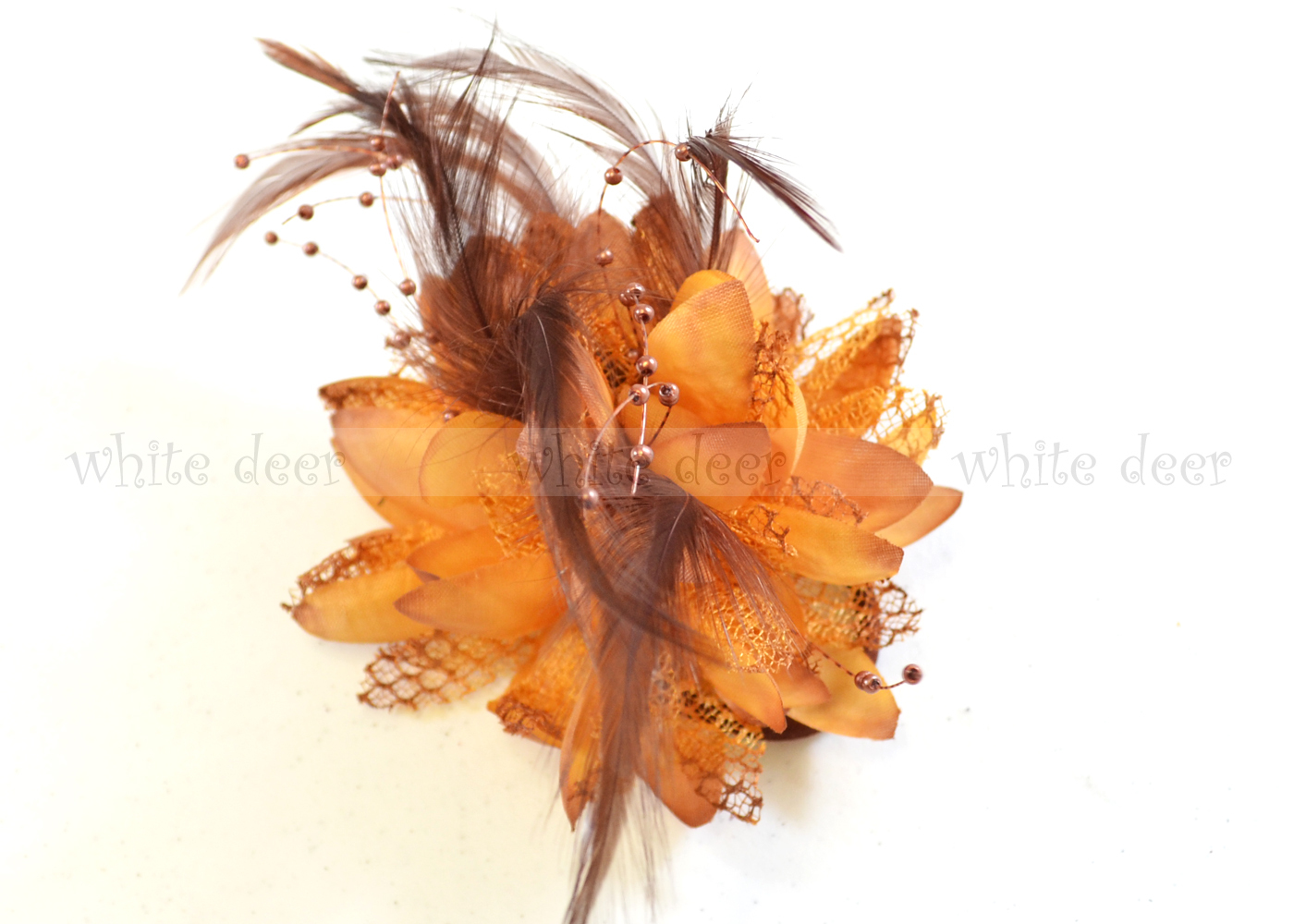 Wholesale Lady Feather Flower Brooch Pin Bridal Party Hair Holder ...