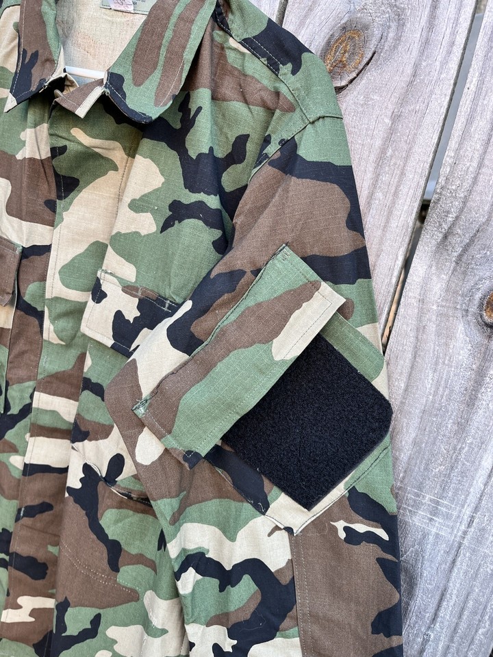 Modified BDU M81 Woodland Medium Long W/ BLACK VELCRO RAID MOD New SEAL ...