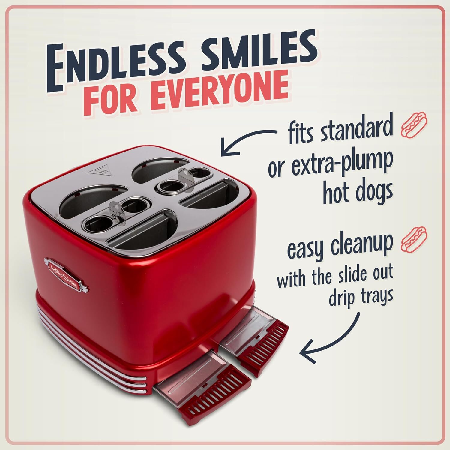 Nostalgia 4 Slot Hot Dog and Bun Toaster with Mini Tongs, Hot Dog ...