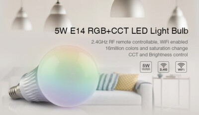 MiLight Miboxer FUT013 E14 5W RGB+CCT LED Light Bulb Spotlight 110-220V ...