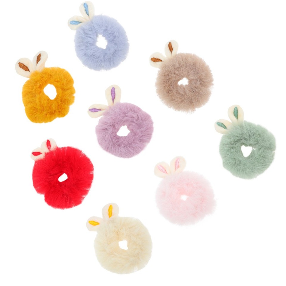 8 Pcs Scrunchy Hair Ties Girl Rabbit Ear Headdress Bunny Ears Cosplay ...