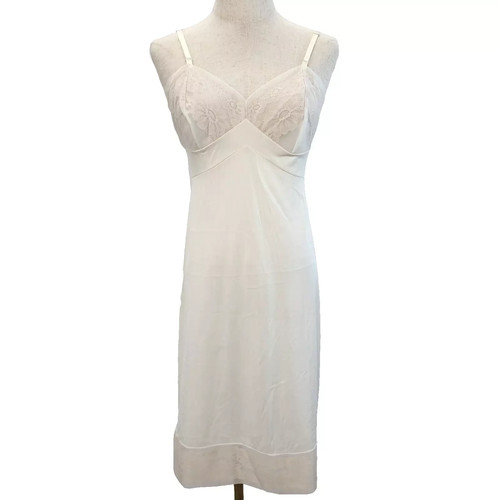 Vintage 1960s Ivory Incased Lace Nylon Full Slip Size 36 L Vanity Fair ...