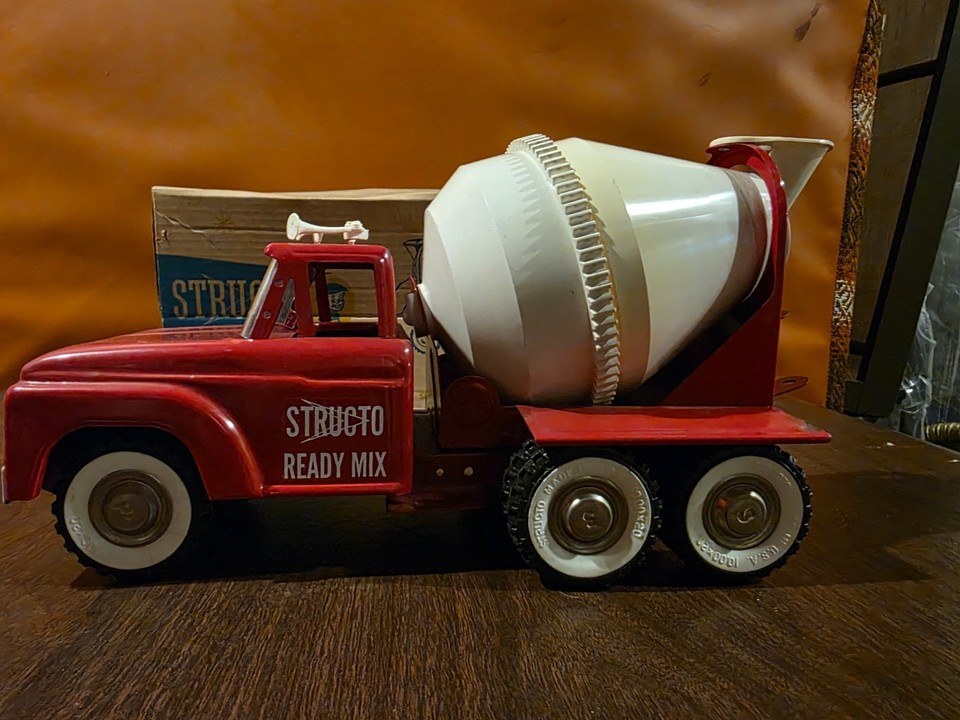 Vintage Structo Ready Mix Concrete Mixer Cement Red Truck | eBay