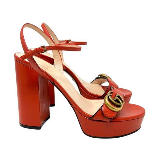 Gucci Double G Marmont Platform GG Sandals Heels Orange 39 | eBay