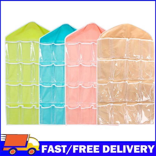 Closet Hanging Organizer with Clear Pockets Wall Shelf Wardrobe Storage ...