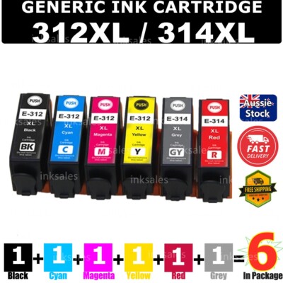 6x 312XL & 314XL 312 314 XL Generic Ink Cartridge For Epson Expression ...