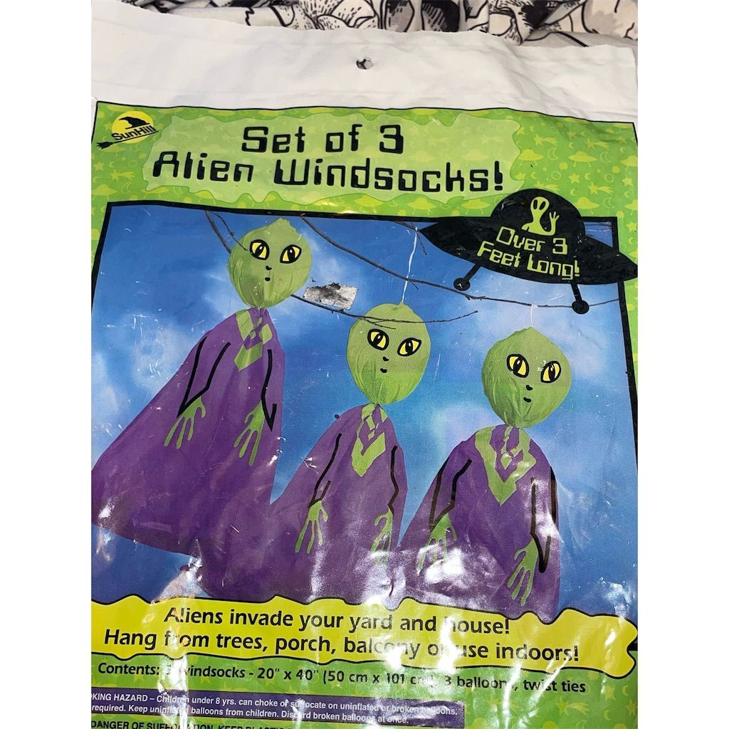 Vtg Set of 3 Alien Windsocks - Over 3 Feet Long - Halloween Yard ...