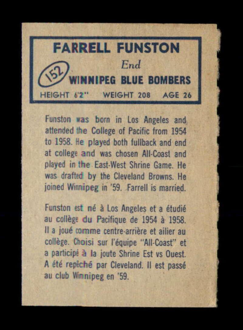 1962 Topps CFL - #152 Farrell Funston for sale online | eBay
