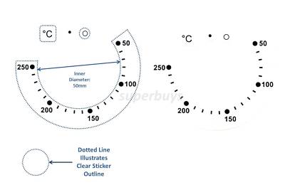 8pc 50-250Deg Stove Oven Temperature Replacement Adhesive Knob Sticker ...