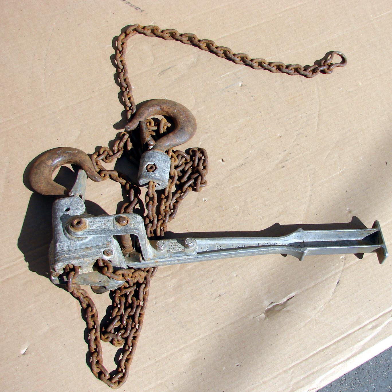 Vintage COLUMBUS McKINNON 7 1/2' Lever Handle Lightweight Chain Hoist ...