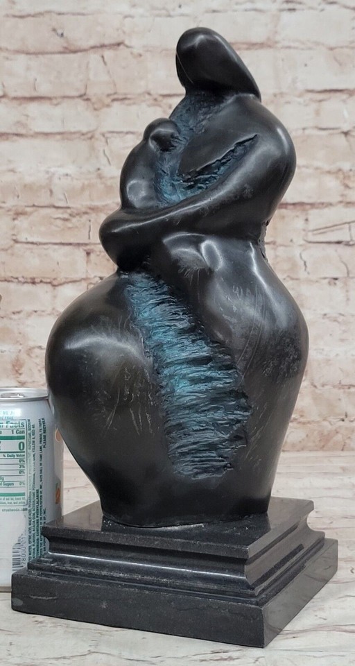 Collectible Botero Bronze Art: Mother and Child in Green Patina Statue ...