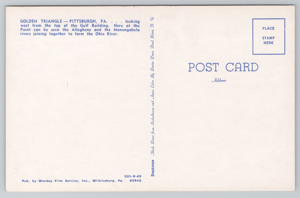 Postcard Bird's Eye View of the Golden Triangle Looking West in ...