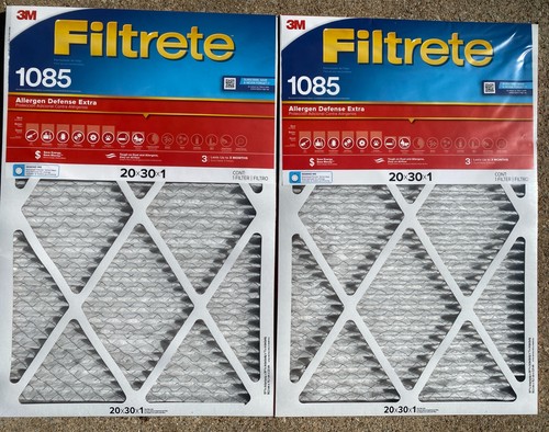 Lot 2 Pack Filtrete 1085 20x30x1 Air Filter Allergen Defense Extra Merv ...