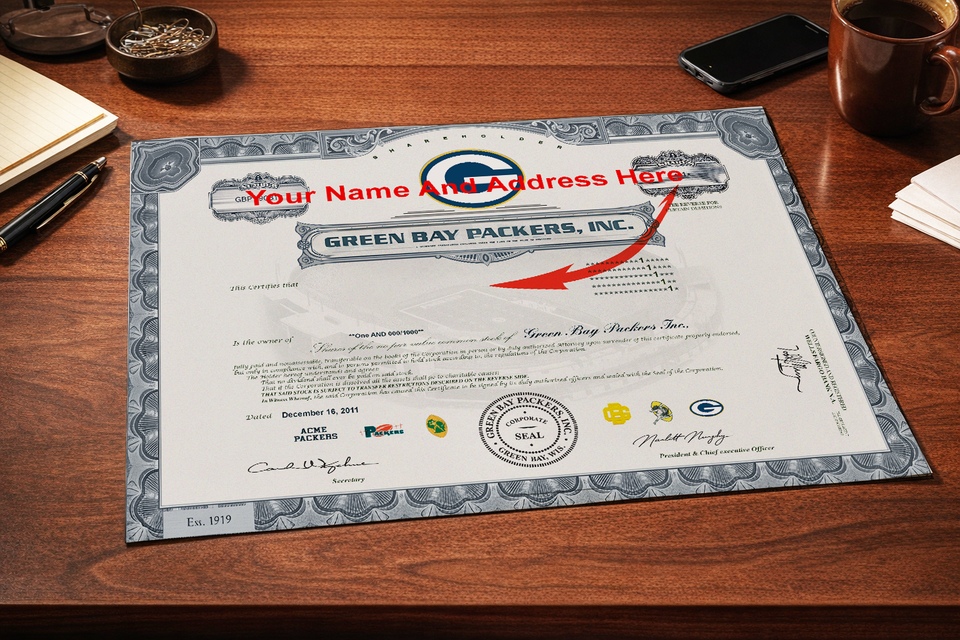 Green Bay Packers 2011 Commemorative Stock-Style Certificate Novelty ...
