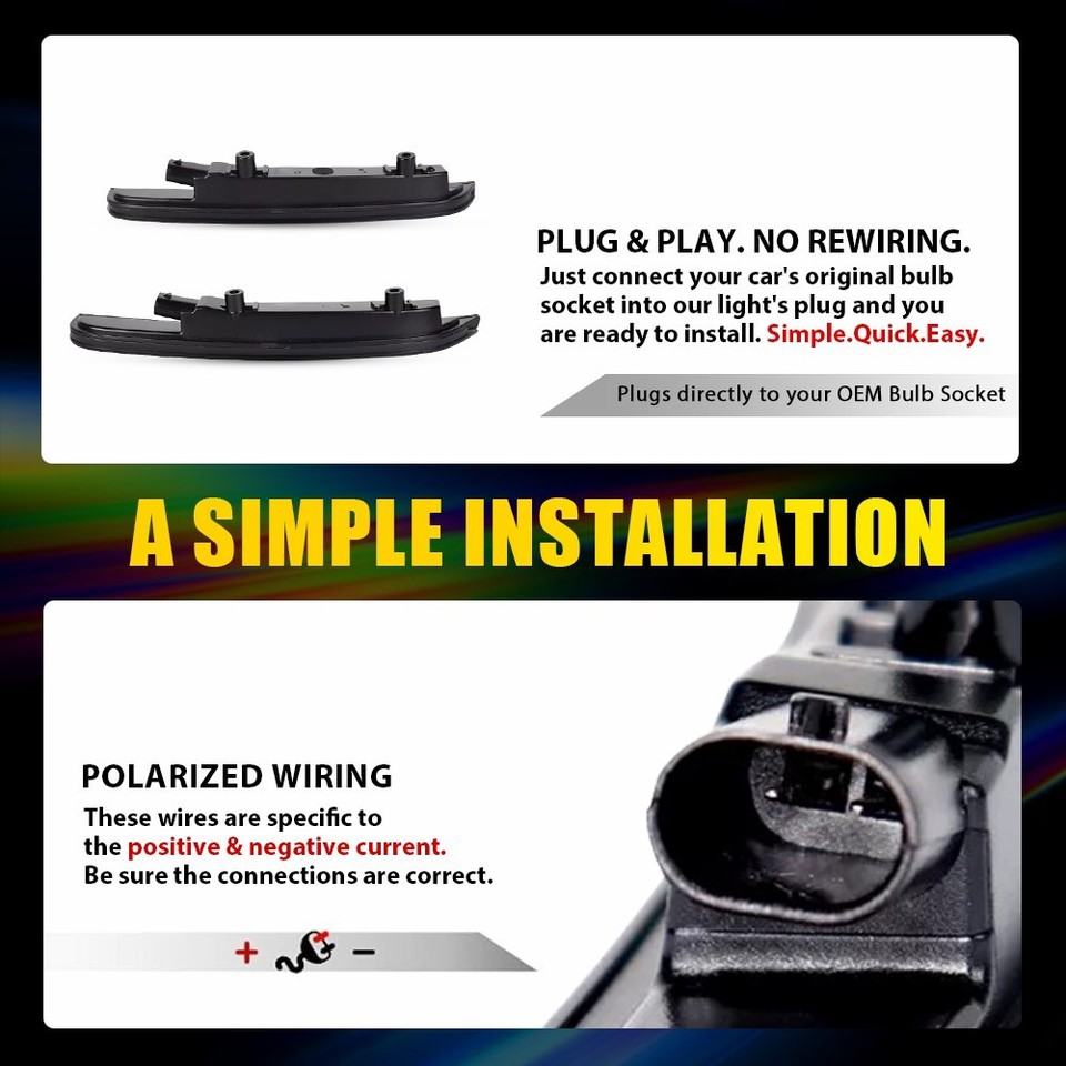 4x For 2015-2022 Dodge Charger Smoked White Red Front Rear LED Side ...