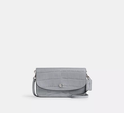 Coach Hayden Crocodile-Embossed Leather Crossbody Bag - Silver/Grey ...