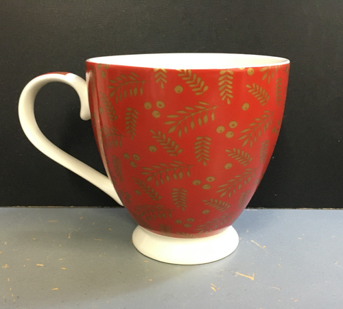 The English Mug Company Coffee Tea Footed Mug Cup Gold Red Fern Leaves ...