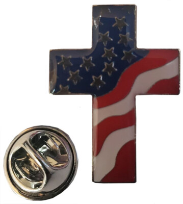 Wholesale Lot of 24 USA Waving Flag Christian Cross Hat Cap Lapel Pin ...
