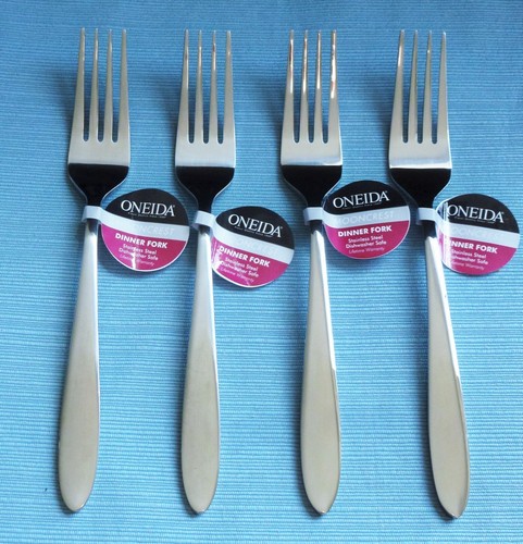 New Oneida MOONCREST Glossy Set of 4 Dinner Forks Stainless Flatware | eBay