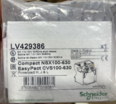 SQUARE D LV429386 Shunt Coil MX,110-130V S29386 used for ComPact NSX ...