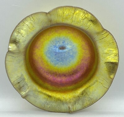 Antique Steuben Aurene #138 Ruffled Rim Flower Iridescent Glass Bon Bon ...