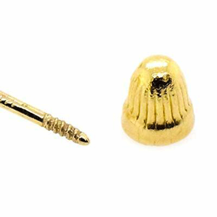 14K Gold round white CZ Bezel set Screw back Stud Earrings,Girls Women ...