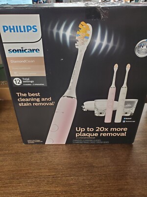 2 Pack- Philips Sonicare DiamondClean Electric Toothbrush Pink/White ...