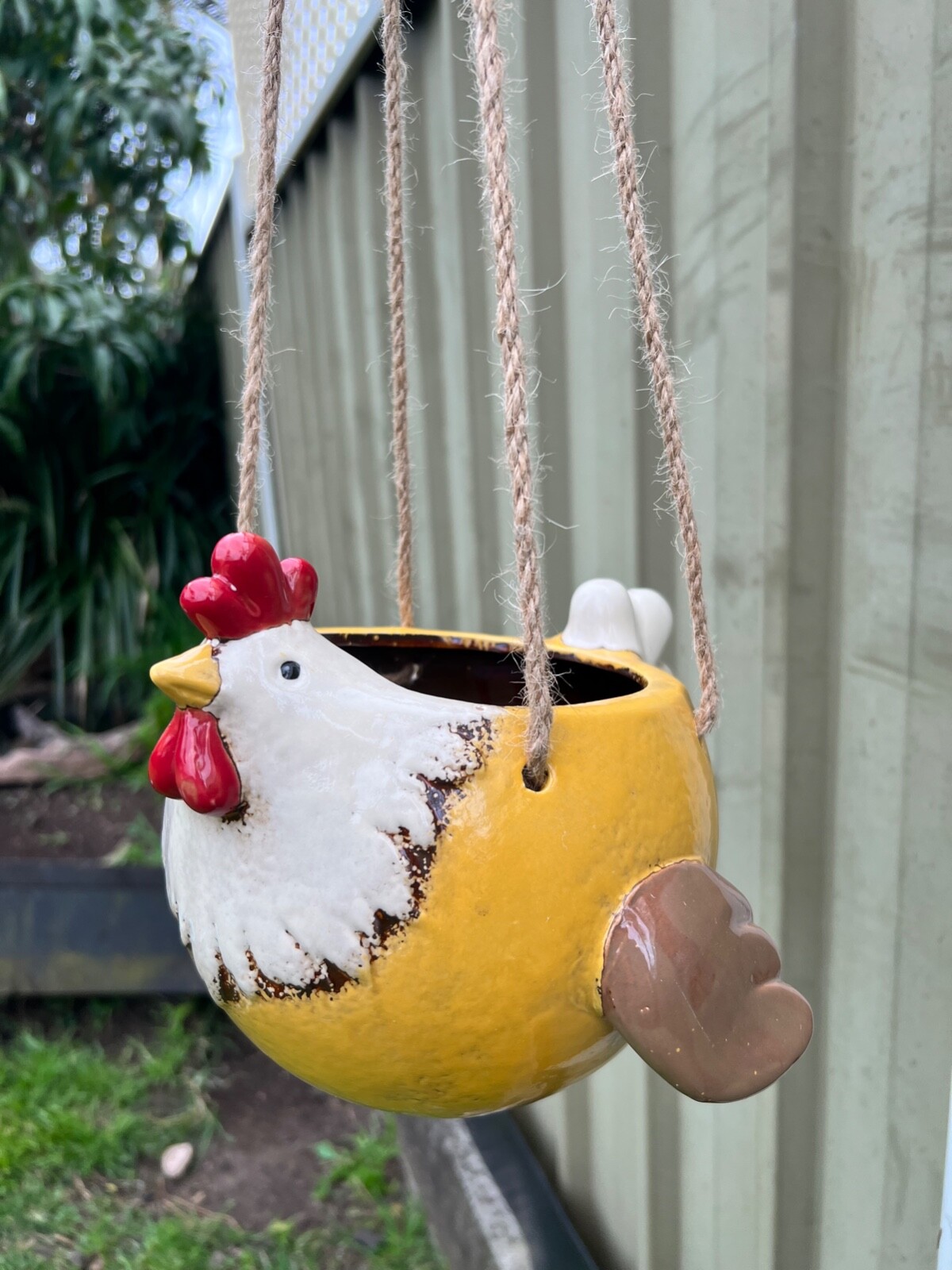 Yellow Hanging Chicken Pot Planter Chook Plant Indoor or Outdoor ...