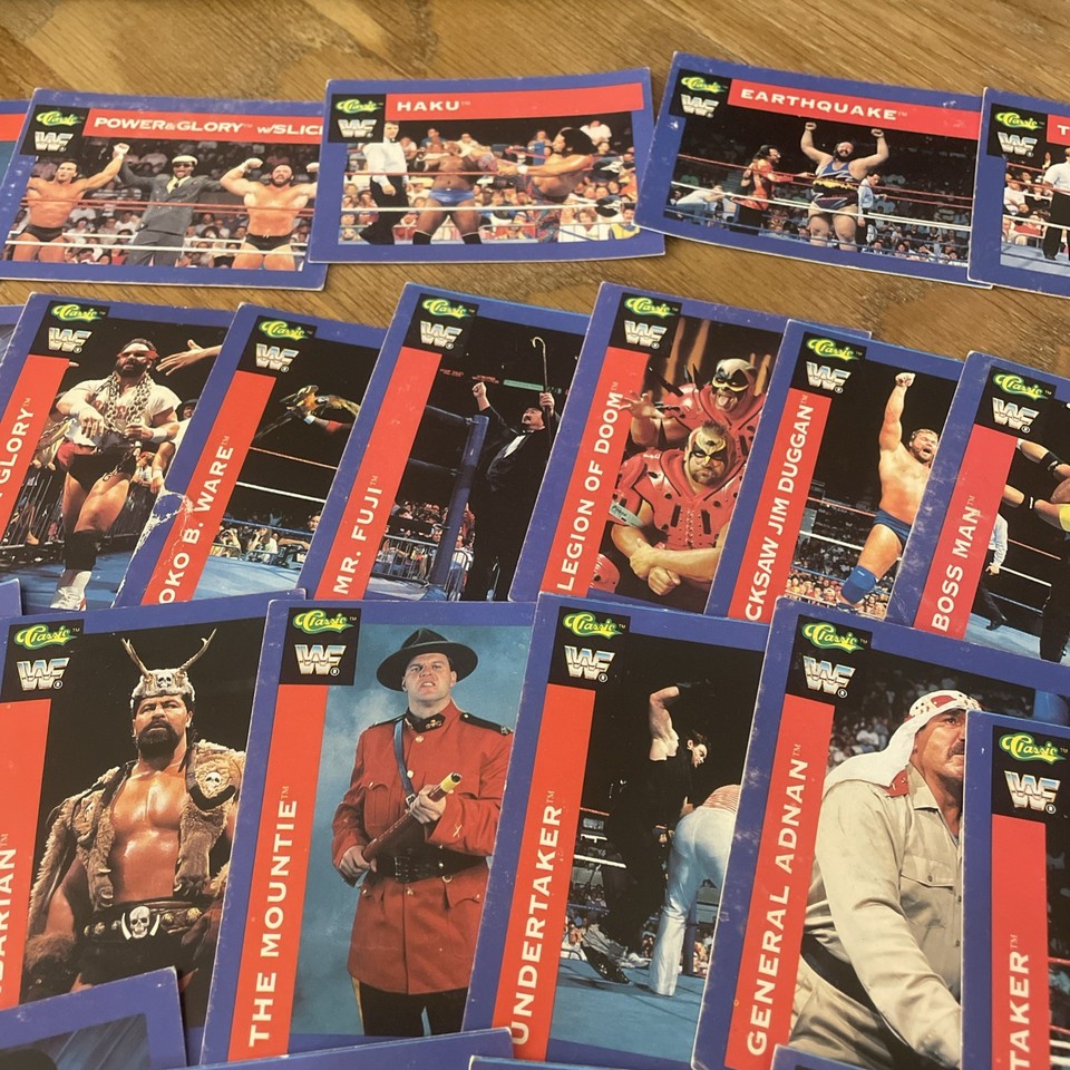 WWF CLASSIC WRESTLING SUPERSTARS 1991 TRADING CARDS BLUE BORDER WCW WWE ...