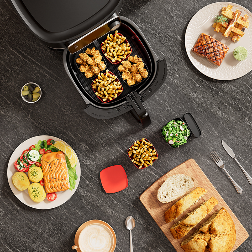 Portable Silicone Snack Cup with Lid for Air Fryers For Chips and More ...