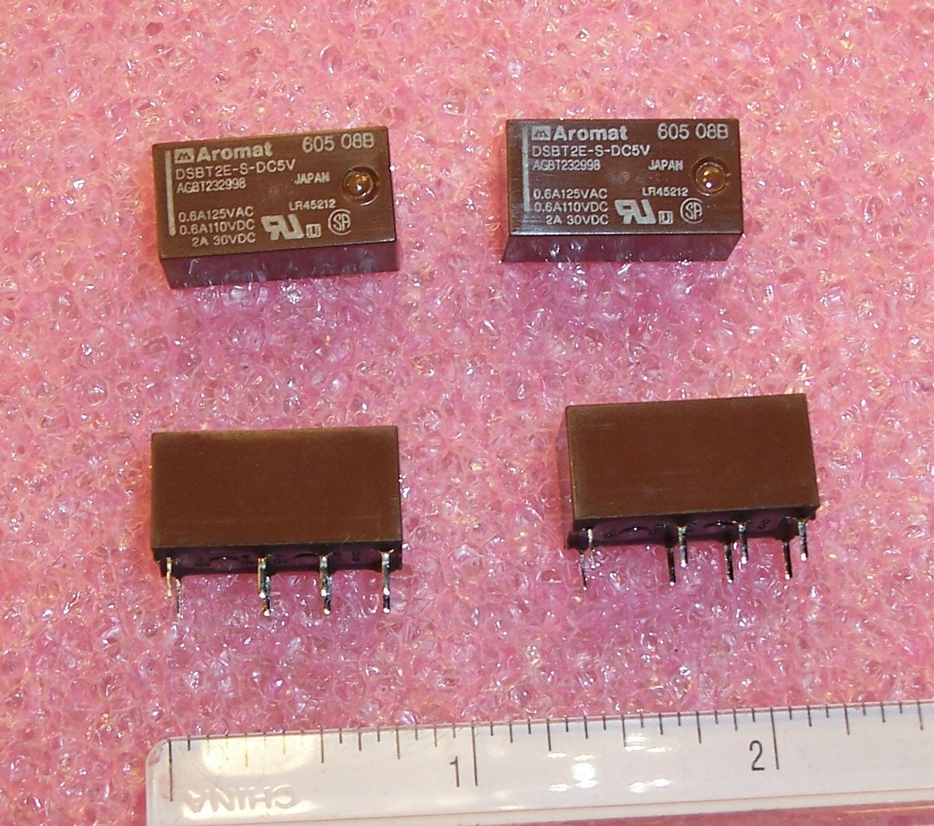 QTY (6) DSBT2E-S-DC5V AROMAT 4KV BREAKDOWN VOLTAGE RELAYS 2 FORM C NOS ...