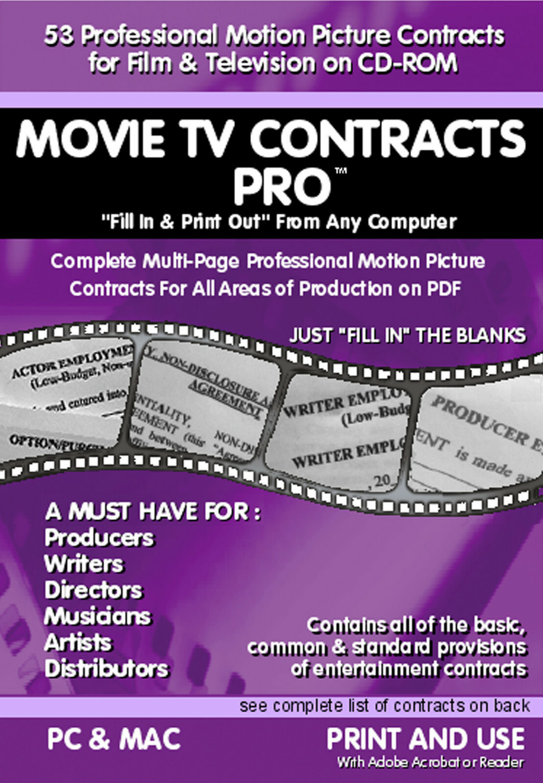 MOVIE FORMS PRO Movie TV 60 Production Forms, Contracts & Signage ...