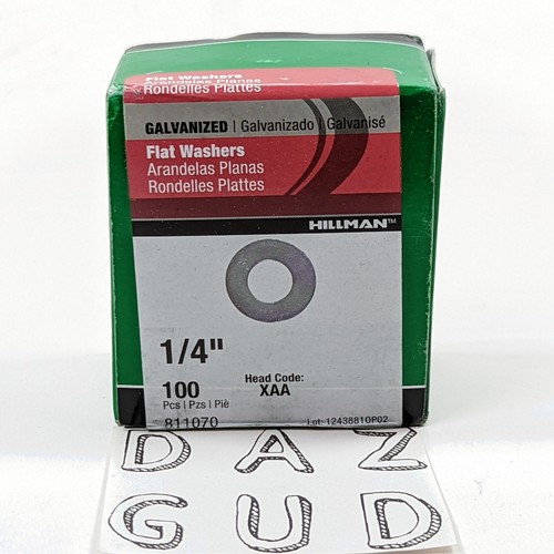 100-Pk Box Hillman Flat Washer Galvanized Steel 1/4" 811070 XAA NEW ...