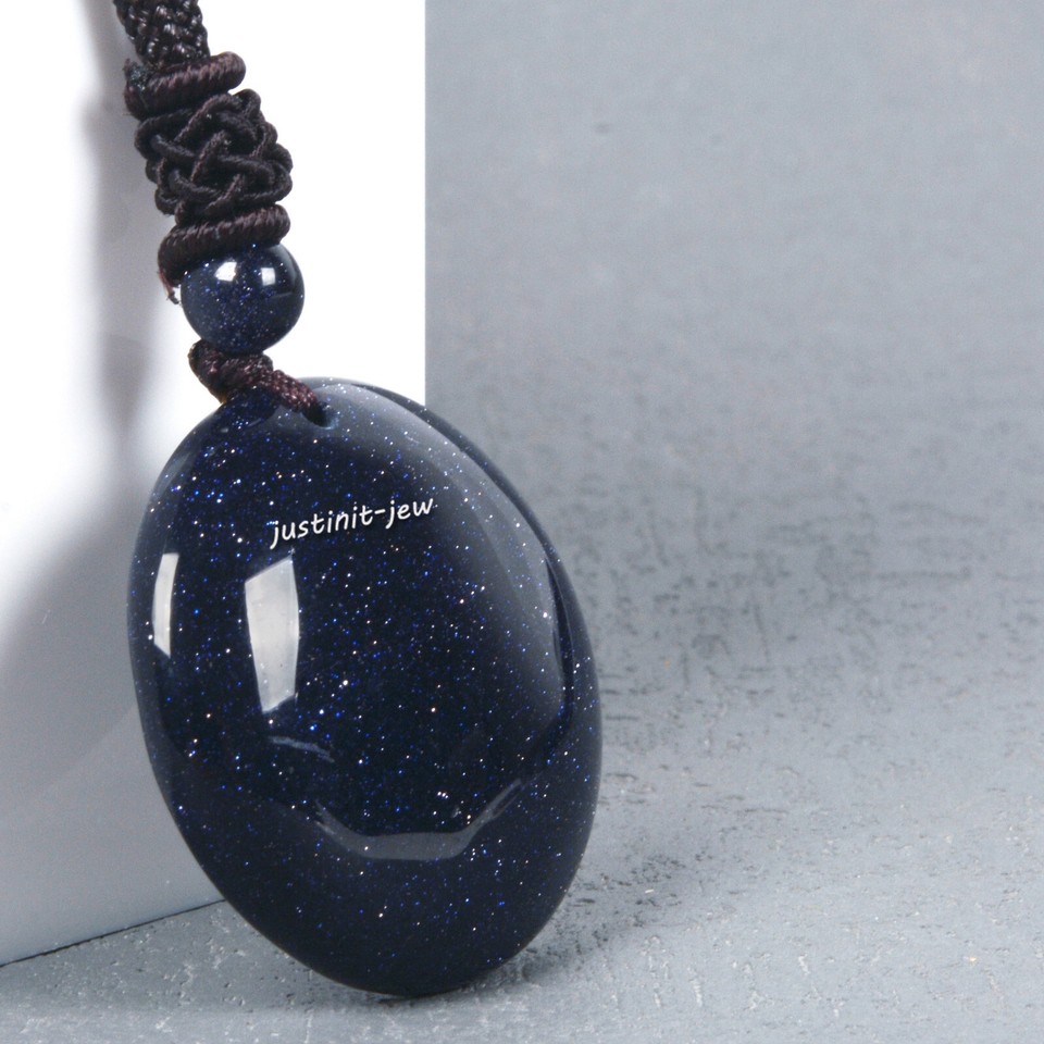 Natural Gemstone Round Shapes Bead Pendant Amulet Adjustable Necklace ...