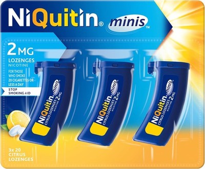 NiQuitin 2mg Minis Citrus Lozenges - Flavour (3 x Pack of 20 Minis ...