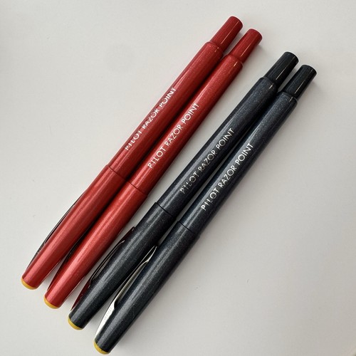 Pilot Razor Point Fine Line Marker Pen, Ultra Fine, Black/Red, Lot Of 4 ...