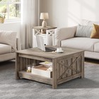 Square Coffee Table with 2-Tier Storage Farmhouse Cocktail Table for ...