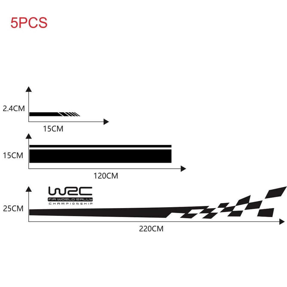 5Pcs WRC Checkered Flag Car Side Stripe Sticker Hood Rearview Mirror ...