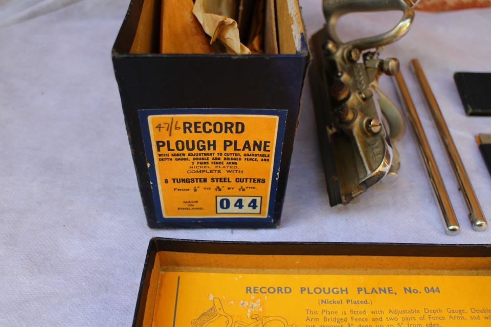 Vintage Record No. 044 Plough Plane with 8 Cutters, Depth Stop and ...