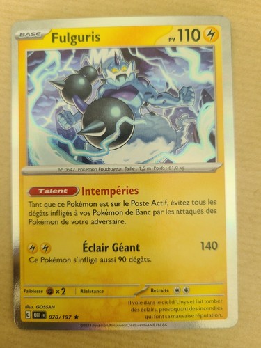 Carte Pokémon FULGURIS 070/197 HOLO EV3 Flammes Obsidiennes FR | eBay