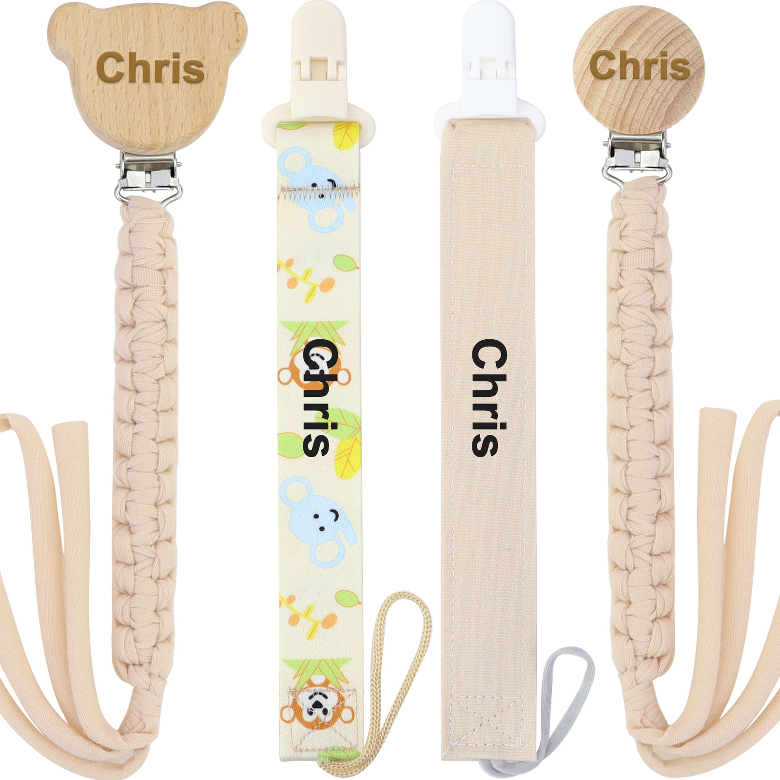 Panny & Mody 4 Packs Personalised Name Tags with a Clip, Custom Name ID ...