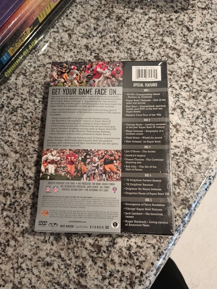NEW NFL Films Super Bowl Collection: Super Bowl I-X (5-DVD 85393795825 ...
