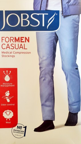 BLACK Jobst for Men Casual Knee CT High Closed Toe 20-30mmHg X-Large ...