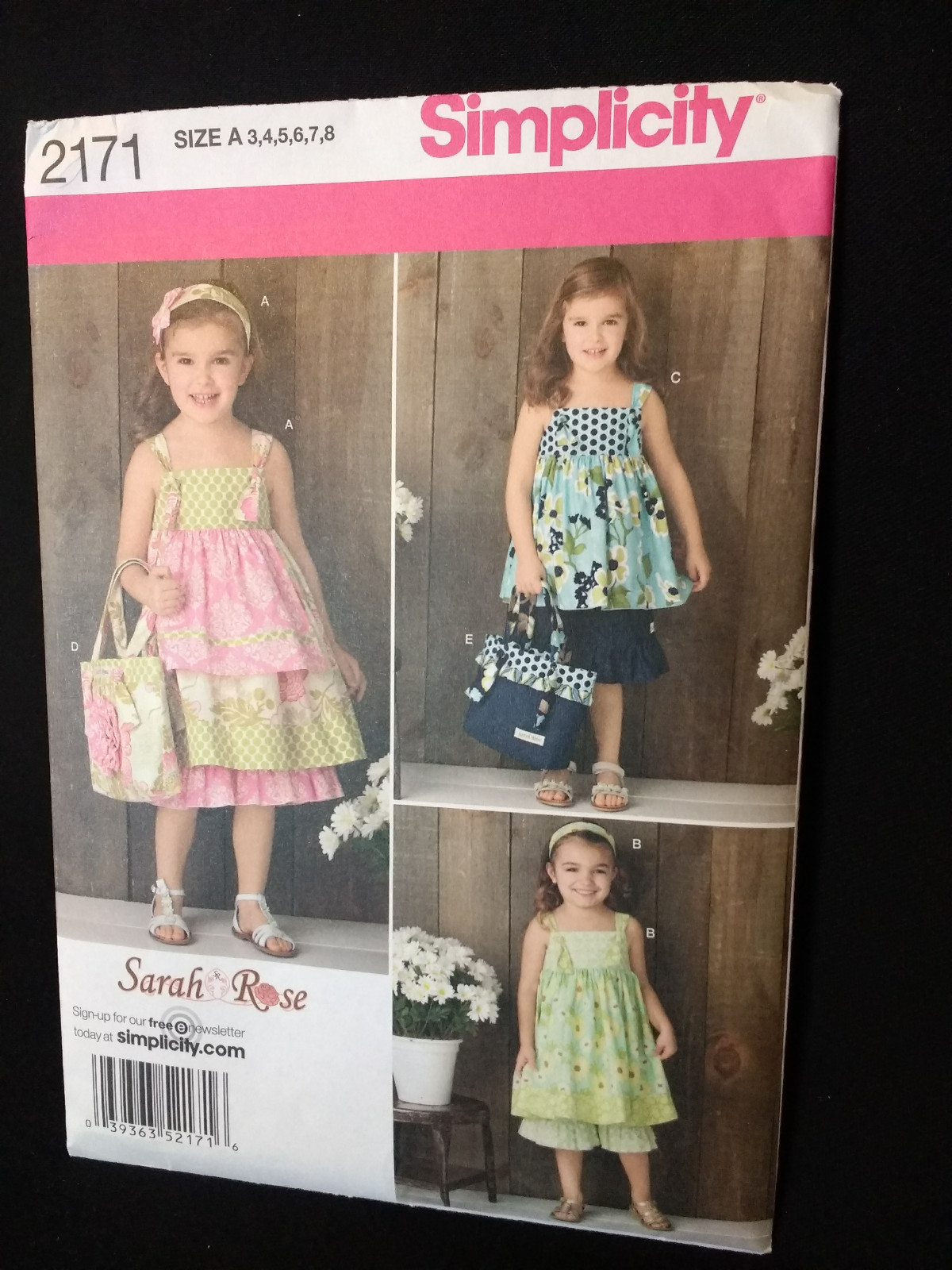 Simplicity Girls Dress Pattern 2171 1 2 3 43-8 A Top Bottoms Bag Sarah ...