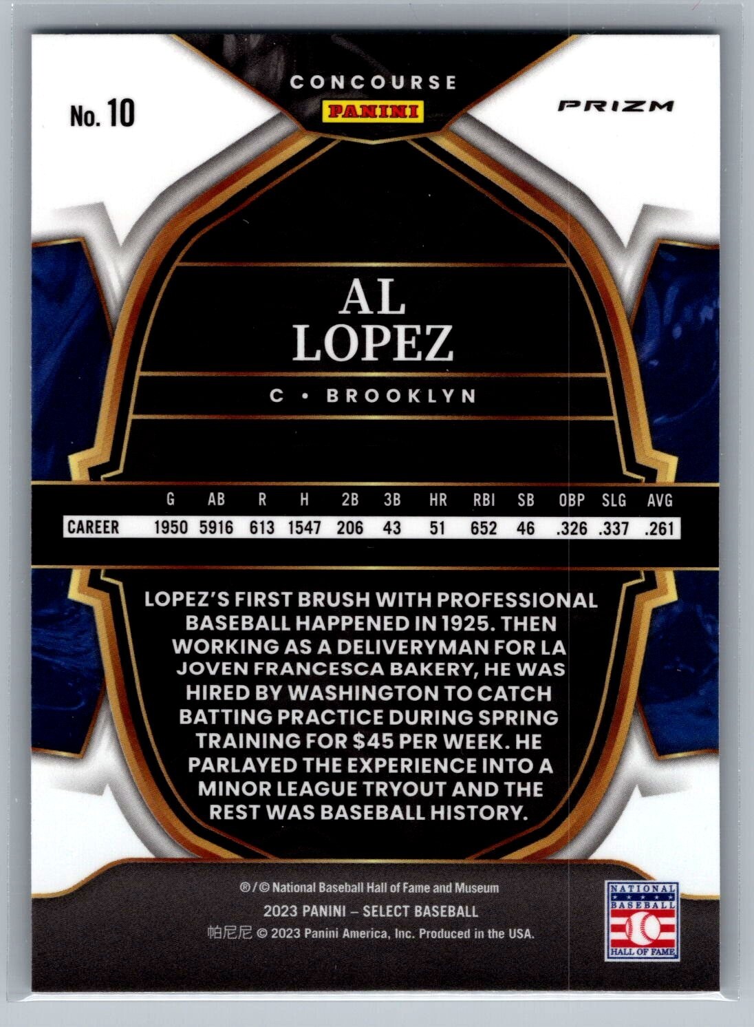 2023 Panini Select - Concourse Al Lopez #10 Blue Prizm for sale online | eBay