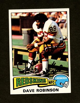 1975 Topps Dave Robinson #46 Autographed Card ~ Washington Redskins ...