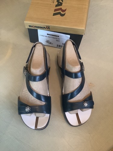 Romika Fidschi 54 Blue Leather Slingback Sandals Size 7-7.5 US/38 Eur ...
