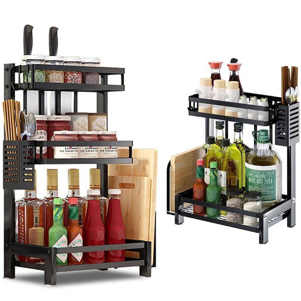 2 Tiers Stainless Steel Spice Rack Organizer Storage Kitchen Countertop ...