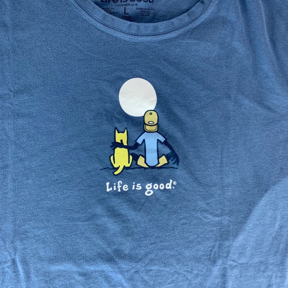 Life Is Good Blue Short Sleeve Crewneck Shirt Mens Large | eBay